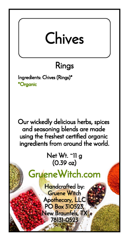 Witch's Garden Organic Herbs & Spices - Chives (Rings) – Gruene Witch ...